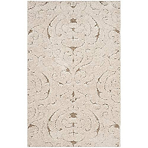 SAFAVIEH Florida Shag Collection Area Rug - 8' x 10', Cream & Beige, Scroll Design, Non-Shedding & Easy Care, 1.2-inch Thick Ideal for High Traffic Areas in Living Room, Bedroom (SG467-1113)