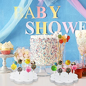 2 Pack Cake Pop Stand Lollipop Holder 9 Hole Thicken Wood Display Cake Pop Holder White Candy Lollipop Stand for Wedding Baby Shower Birthday Party