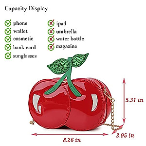 ENJOININ Sequins Red Cherry Shoulder Bag Women's Crossbody Bag Girl's Clutch Bag Fashion Purses and Handbags