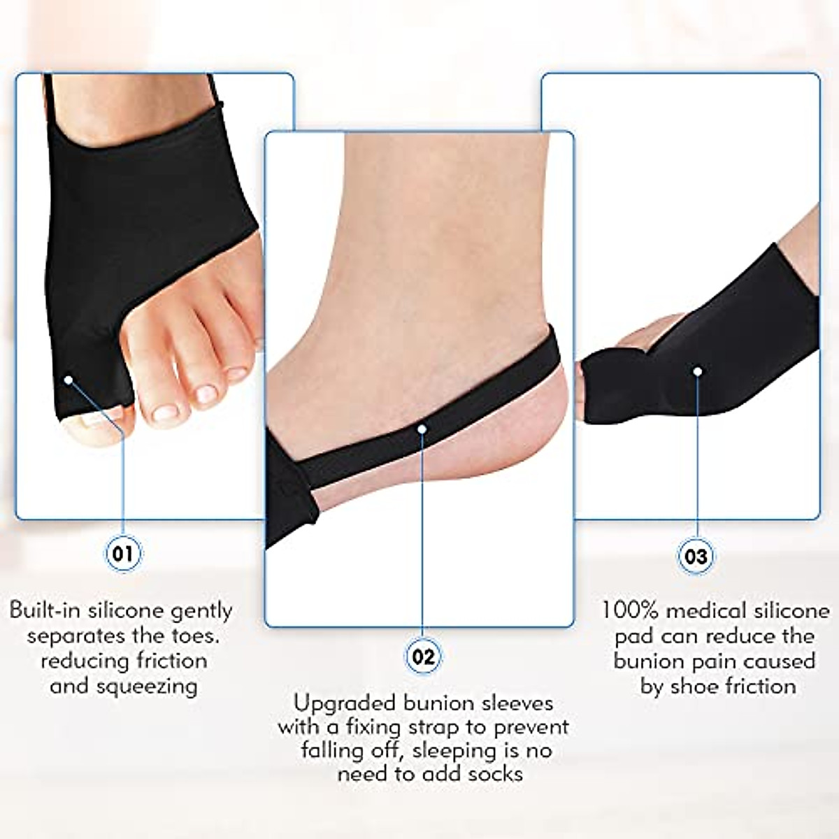Bunion Corrector & Bunion Toe Separator, Orthopedic Bunion Splints Bunion Pads, Big Toe Separator Pain Relief, Non-Surgica Hallux Valgus Correction Treatment, Toe Straightener Bunion Socks, Day Night Support