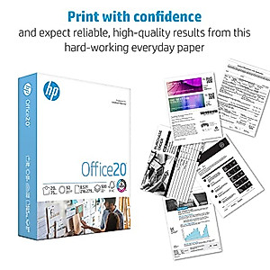 HP Printer Paper | 8.5 x 11 Paper | Office 20 lb | 10 Ream Case - 5000 Sheets | 92 Bright | Made in USA - FSC Certified | 112110C