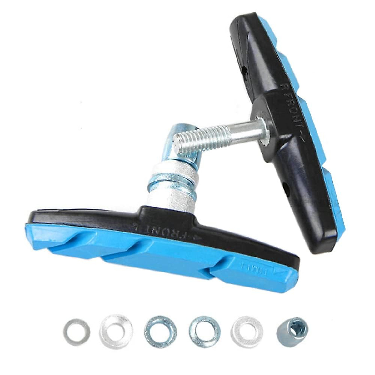 WIROJ 2 Pairs (4 Pieces) MTB Bike Cycle Bicycle Rubber V-Brake Pads No-Noise No-Skid, 70mm (Blue)