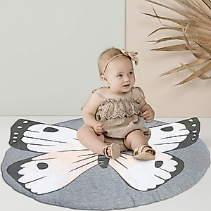 USTIDE Baby Rugs, Creeping Crawling Mat,Nursery Rug for Baby Girl, Children Anti-Slip Game Mat Cotton Floor Play Mat Blanket Play Carpet Kids Room Decor 37.4 x 37.4 (Butterfly)