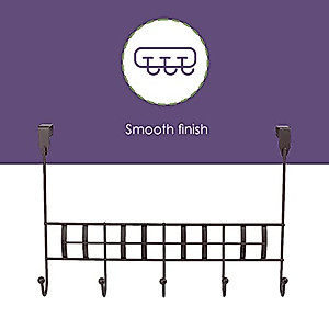 Home Basics Five Hook Over The Door Clothes Rack (Bronze) Door Rack for Clothes, Accessories, Towels, and Robes | Great for Any Kind of Door | Simple Door Hangers