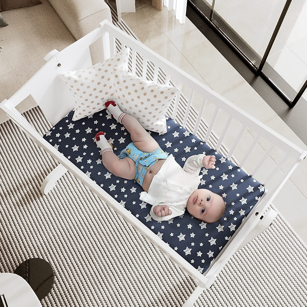 Bassinet Sheets Set 4 Pack for Baby Boy, Universal Fit for Oval, Hourglass and Rectangular Mattress, Navy