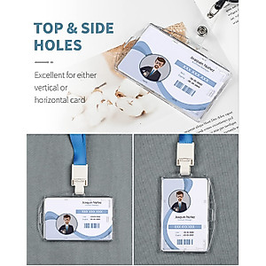 Pawfly 5 Pack Vertical and Horizontal 1-Card Badge Holder with Thumb Slot Single Card Hard Transparent PC Case Protector for Office School ID Credit Card Driver’s License and Pass