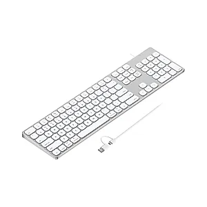 Aluminum USB Wired Keyboard with Numeric Keypad for Apple Mac Pro, Mini Mac, iMac, iMac Pro, MacBook Pro/Air