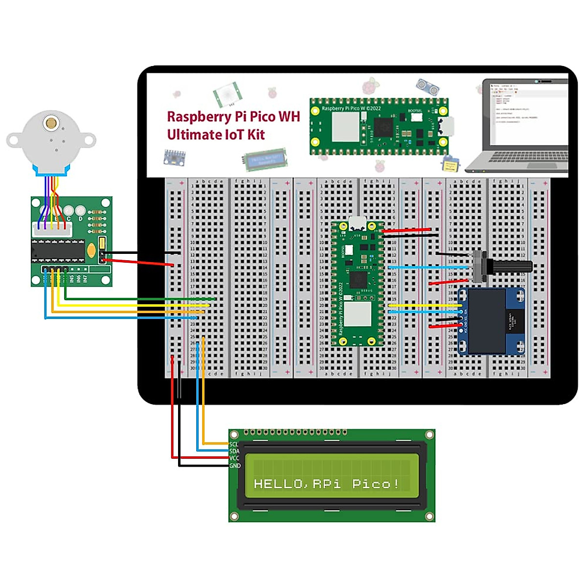GeeekPi Raspberry Pi Pico W Ultimate Kit with Raspberry Pi Pico W with Headers, Detailed Tutorials, Project Examples, Various Items for MicroPython Programming