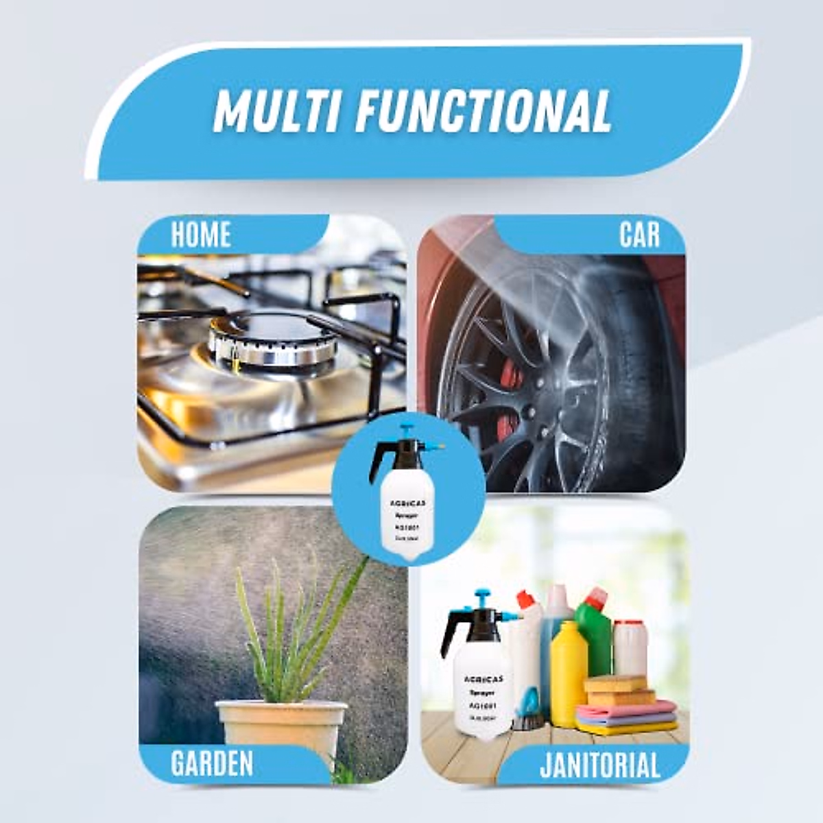 AGRICAS 0.5 Gallon Hand Pump Sprayer, 2L Pressure Garden Sprayer, Handheld Weed Sprayer with Adjustable Brass Nozzle, Pump Mister, Lawn and Garden Care, Watering, Outdoor and Auto - Multi-Purpose