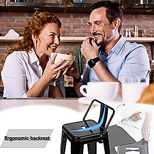FDW Metal Bar Stool Set of 2 Height Adjustable 30 Inches Stackable Barstools Low Backrest Kitchen Chairs Patio Chairs Dining Stool Tolix Style Bar Stools,Black