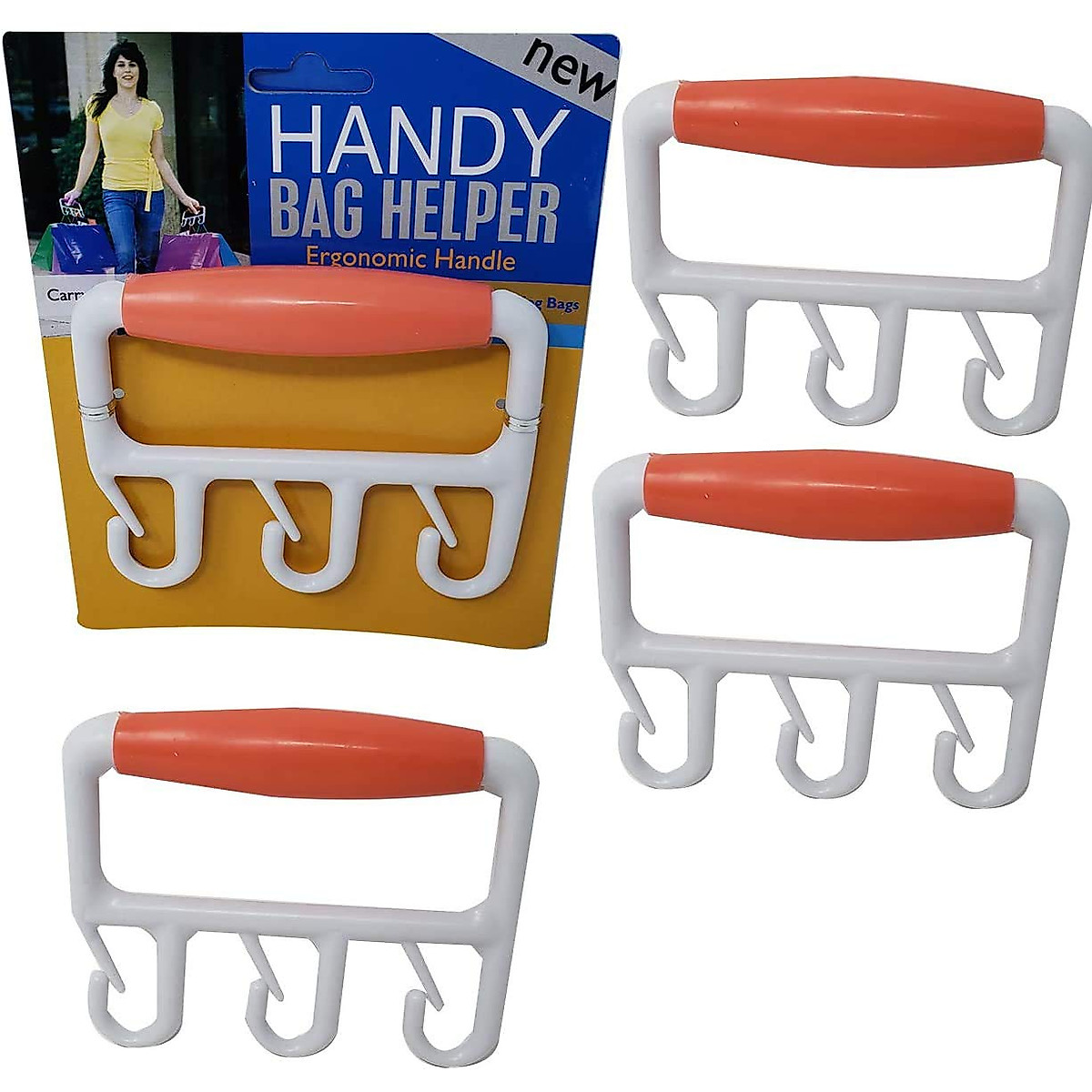 Grocery Bags Ergonomic Handle | Carrier Helper Grip Multiple Shopping Bag 3 Each Holder ( 4 Pack)