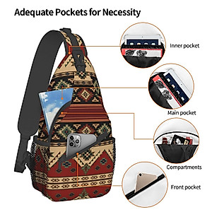 ZREXUO Native American Sling Backpack,Casual Crossbody Backpack Sling Bag Chest Daypack for Men Women Sport