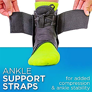 BraceAbility Sports Ankle Brace - Best Lace Up Figure 8 Sprained, Rolled or Twisted Active Support Wrap Stabilizer Splint for Basketball, Volleyball, Soccer, Working Out, Running Pain Treatment (XS)