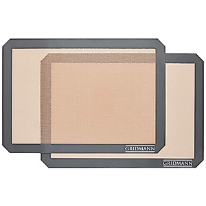 GRIDMANN Pro Silicone Baking Mat - Set of 2 Non-Stick Half Sheet (16-1/2" x 11-5/8") Food Safe Tray Pan Liners