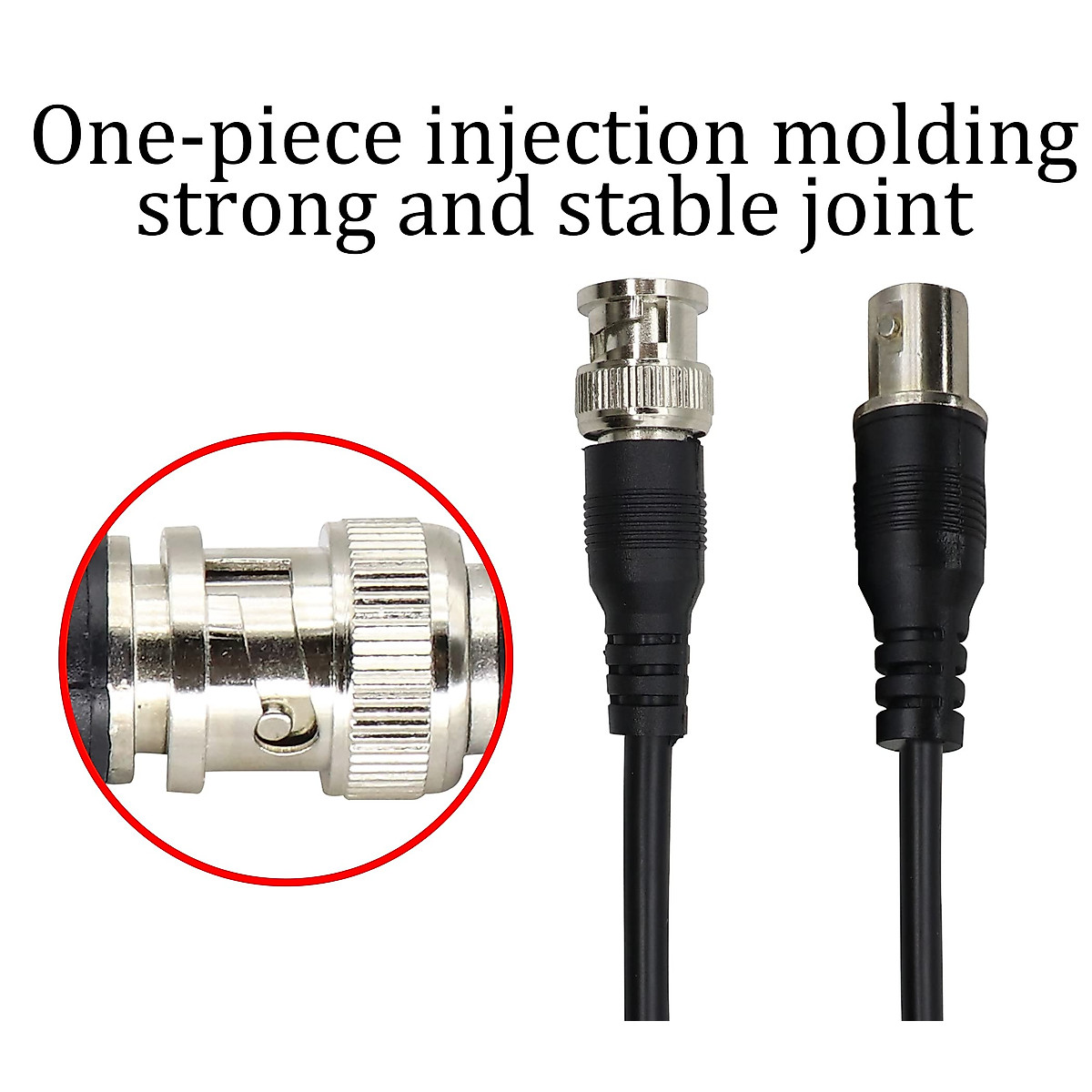 HCFeng BNC Male to Dual BNC Female Adapter Cable BNC RG-58/U Grade Coaxial Y Splitter Cable BNC Female to DIN (75Ohm) RG59 Video Adapter Cable for Security Camera CCTV Systems[2pack/1.3ft]