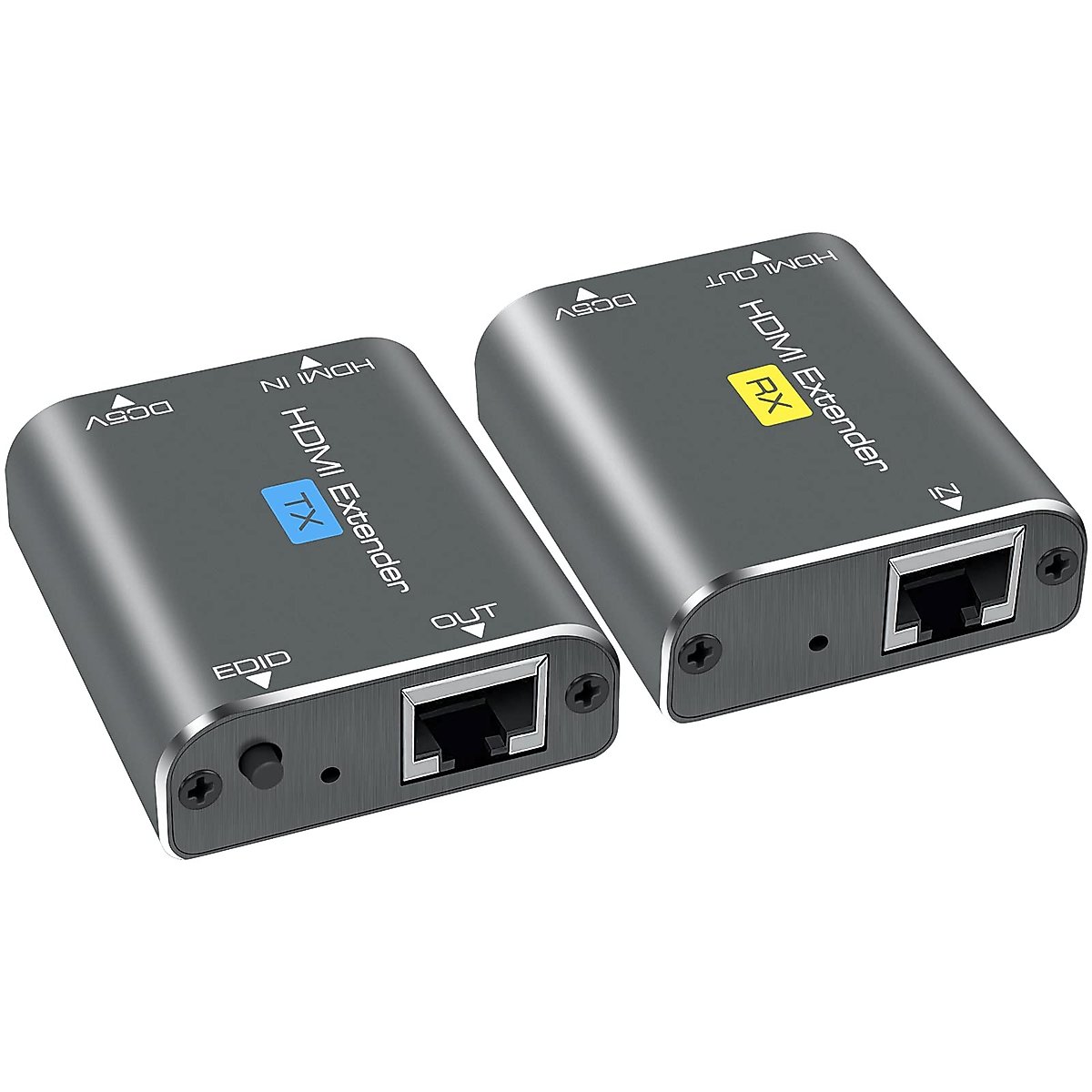 CWZZ HDMI Extender 196ft Over Single Cat 5e/6/7, HDMI Ethernet Extender Balun Adapter HDMI Repeater RJ45 LAN Ethernet Socket Connector HDMI Balun Transmitter Receiver Support 1080p 3D HDMI HDCP EDID