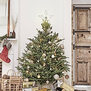 YEAHOME Christmas Tree Topper, Lighted Hollow 5-Point Star Tree Topper, Wire Star for Christmas Treetop with 20 LED Lights Xmas Tree Topper for Christmas Tree Ornament Decoration, Silver Glittered