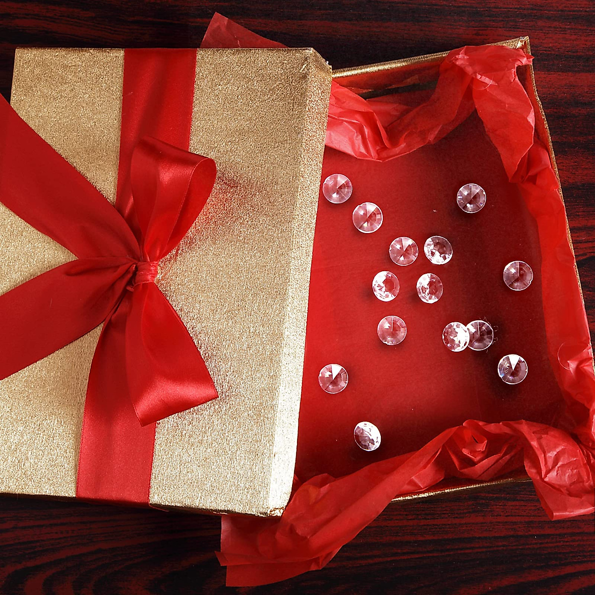 Gintoaria 1000pcs/ Pack Wedding Table Acrylic Diamond Scatter Crystals Confetti Acrylic Gems Vase Fillers Rhinestones for Wedding, Bridal Shower, Vase Beads Decorations (12mm, Olive Green)