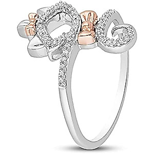 V Touch Round Cut Silmulated Diamond Aristocats Round Shaped Ring for Womens & Girls 14k Two Tone Gold Plated 925 Sterling Silver. (5.5)