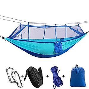 KEPEAK Camping Hammock with Net Netting, Single & Double Tree Hammock Net, Lightweight Nylon Portable Hammock for Backpacking, Camping, Travel, Beach, Yard