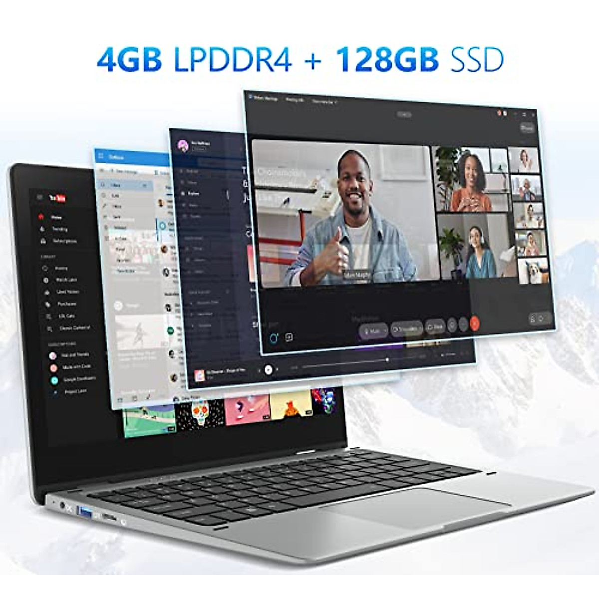 jumper Laptop, 11.6" HD Touch Screen Laptop, Flip Ultrabook with Quad-Core Intel Celeron N4100, 4GB DDR4 128GB SSD, Laptops Computer, 2.4/5GHz WiFi, BT4.2, Dual Speakers, USB 3.0(Dark Grey)
