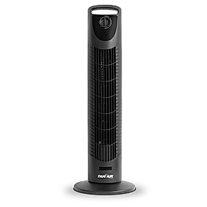 Fanfair Tower Fan, 30 Inch Portable Oscillating Fan, 3 Speed Quiet Cooling Settings, Stand Up Floor Fans Safe for Bedroom, Home or Office Use, Black