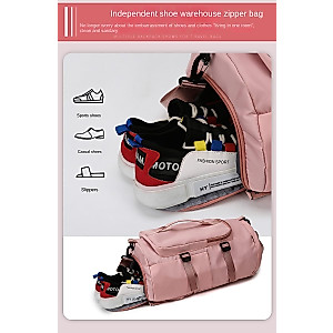 RESPEEDIME Unisex Travel Duffed Tote Bag Waterproof Fold-able And Expandable Backpack With Shoes Compartment Overnight Daypack For Swim Sports Gym Bag