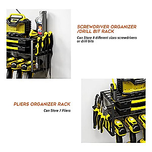 TC-HOMENY Power Tool Organizer, 3 Tier Garage Tool Storage Rack, Power tool organization and storage, Wall Mounted Drill Rack, Removable Design for Workshop ToolRoom Garage (Black)