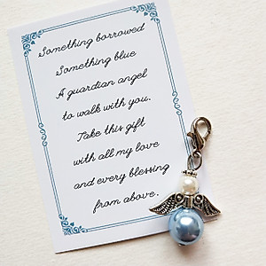 Something Blue Angel, Something Blue Gift, Wedding Bouquet Clip, Wedding Gift for Daughter (WhiteBluePearl)