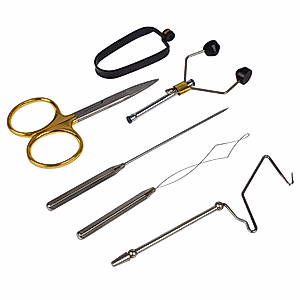 Andux Fly Fishing Gear Fly Fishing Hook Tool Vise Fly Tying Tools Kit with Fly Box Combo FDTZ-01