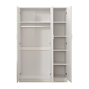 Panana 3 Door Armoires Wardrobe Closet with Clothes Hanging Rail, 6 Storage Shelves Cupboard Unit Bedroom Furniture