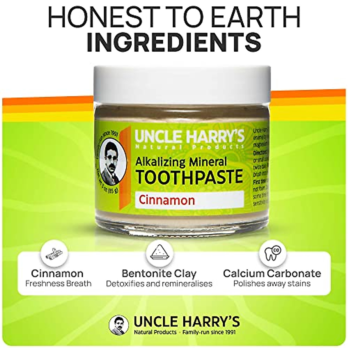 Uncle Harry's Cinnamon Remineralizing Toothpaste | Natural Whitening Toothpaste Freshens Breath & Promotes Enamel | Vegan Fluoride Free Toothpaste (4 Pack)