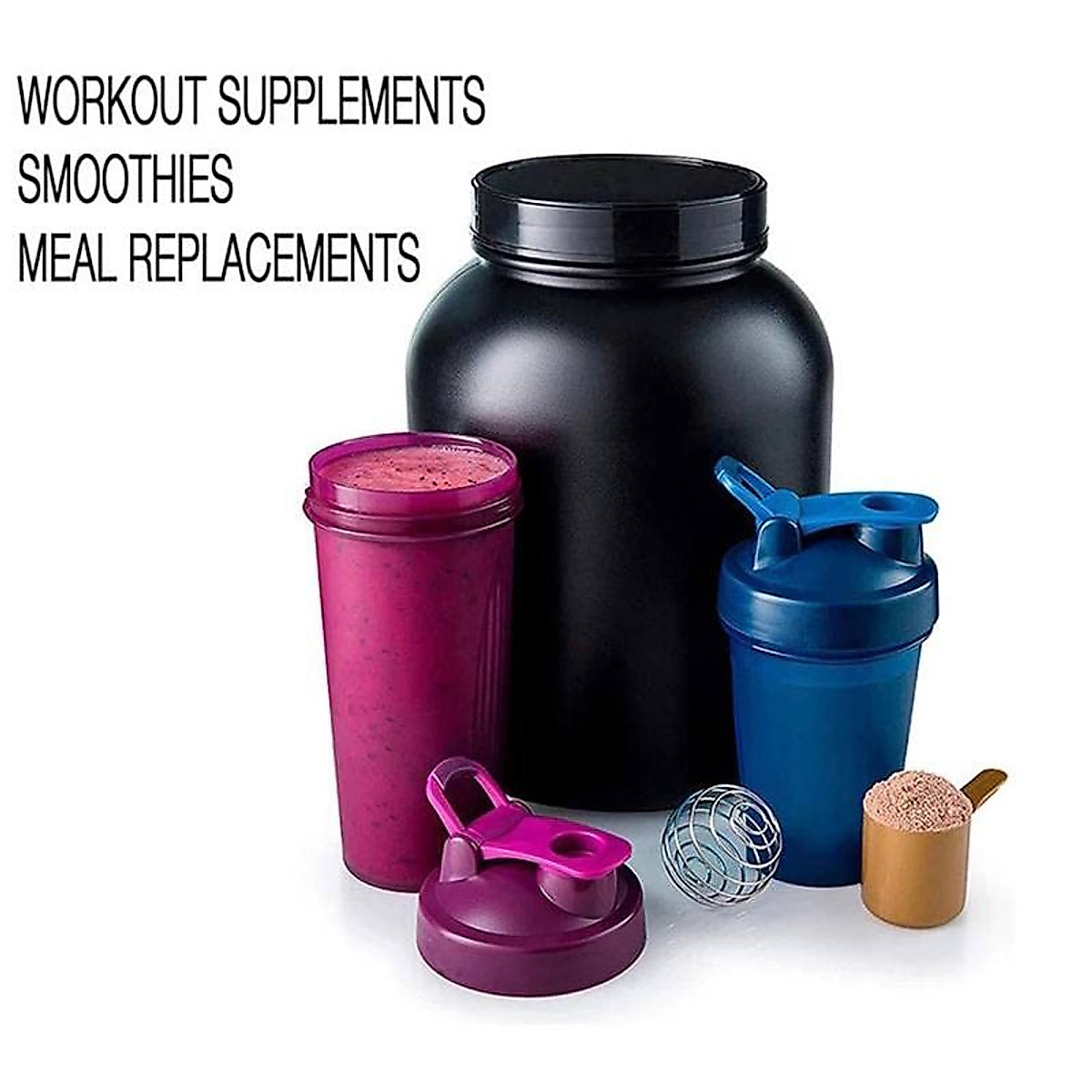 NEVAEH PRODUCTS 28oz Protein Shaker Bottle | BPA Free | Odor Free | Blenderball Whisk | Carrying Loop (White)