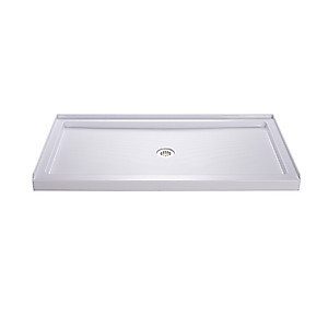 DreamLine SlimLine 36 in. D x 54 in. W x 2 3/4 in. H Center Drain Single Threshold Shower Base in White, DLT-1136540