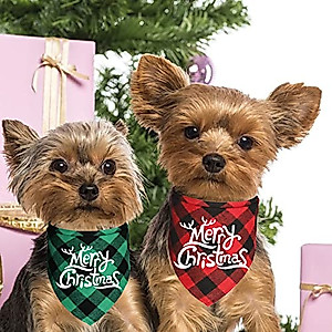 JOTFA 4 Pack Christmas Dog Bandanas, Holiday Plaid Dog Puppy Christmas Bandana Scarf Christmas Dog Costume for Small Medium Large Dogs Pets