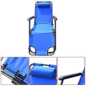 labworkauto Portable Lounge Chairs Folding Reclining Chairs Sun Patio Chaise Chair Pool Lawn (Blue)