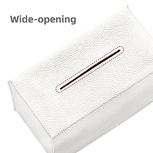 REGELETO Rectangular Tissue Box Cover, Pu Leather Rectangle Tissue Box Holder with Bottom Belt Modern Stylish Tissue Box Organizer for Home, Car, Hotel, Office 9.5"X5"X5" (Off-White)