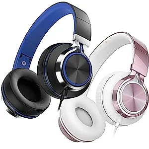 AILIHEN C8 Wired Headphones with Microphone and Volume Control Folding Lightweight Headset for Cellphones Tablets Chromebook Smartphones Laptop Computer PC Mp3/4