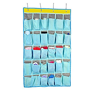 30 Pockets Durable Oxford Fabric Dorm Room Over Wall Door Closet System Organizer Shoes Hanging Storage Bag Cellphone Books Garage Shelf Rack Holder,4 Metal Hooks