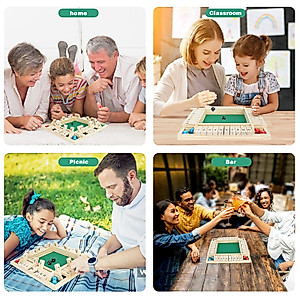 Win SPORTS Shut The Box Dice Game,Wooden Board Table Math Game for 1-4 Players,Classic Family Game with 12 Dices for Kids Adults Pub Classroom or Home(12 Inches)