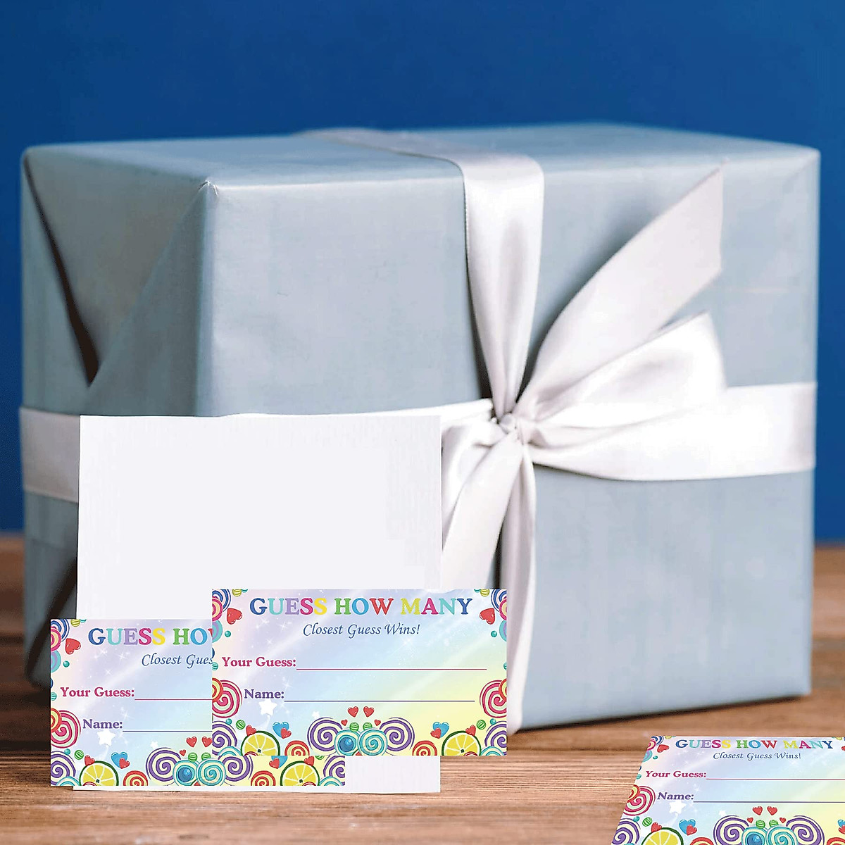 wootile 100 Pack Candy Guessing Game Cards Guess How Many Kisses Game 2 x 3.5 Inch Guess How Many Gender Games Tickets for Party Bridal Shower Birthday Party Games for Guests