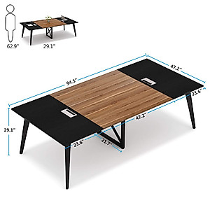 Tribesigns 8FT Conference Table, 94.5L x 47.2W inch Large Modern Meeting Table, Seminar Training Table with Grommet Holes for Office Conference Room