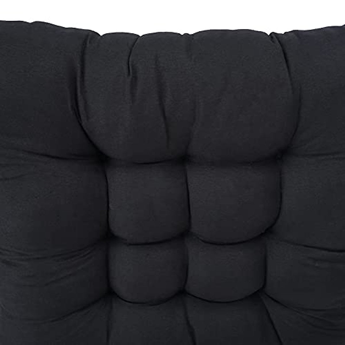 ELFJOY 4 Pack Chair Cushions for Dining Chairs 17x17 inch Seat Cushions for Kitchen Chairs Soft and Comfortable Square Chair Pads with Ties, Black