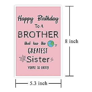 Joke Birthday Card for Brother from Sister, Funny Cocky Bday Card, Unconventional Greatest Sister Card