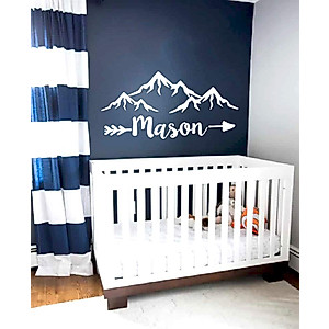 Mountain Boy Name Wall Decal Nursery Mountains Wall Decal Boy Nursery Wall Baby Room Woodland Decor Boy Name Wall Decal Rustic Decal