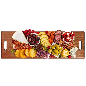 36" Acacia Wooden Charcuterie Boards with Handles, Extra Long Cheese Serving Board for Appetizers Food, Cutting Board Bread Meat Display Kitchen Decor