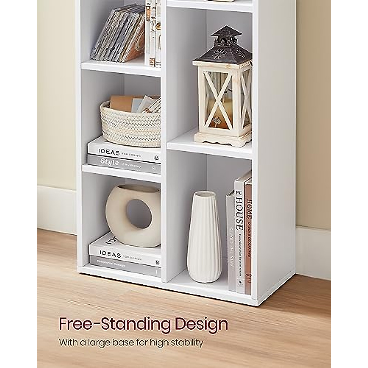 VASAGLE Bookcase, Bookshelf with 7 Compartments, Freestanding Shelves and Cube Organizer, for Display in Living Room, Bedroom, and Home Office, White