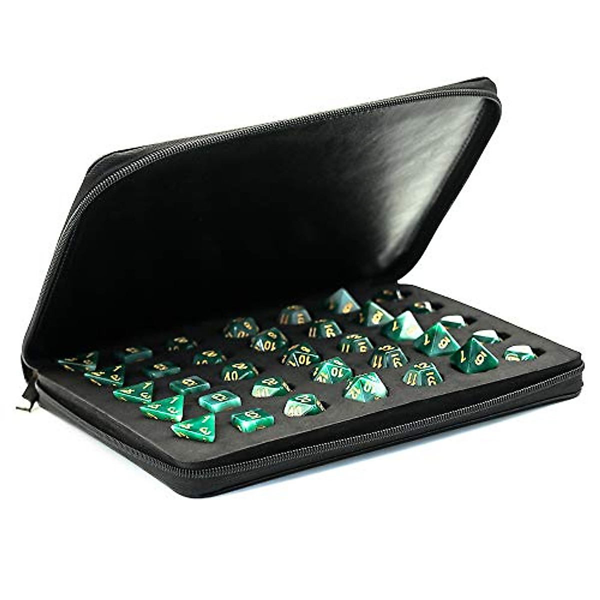 UDIXI Leather Dice Bag , Dice Box for Dice Storage, Role Playing Game as Dungeons and Dragons, Holds Up to 35 Dices/7 Sets DND Dice - Black