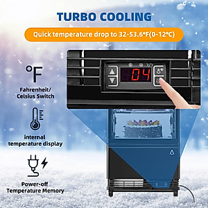 Towallmark Refrigerated Display Case, 3.5 Cu.Ft, Countertop Pastry Display Case Commercial Display Refrigerator with LED Lighting, Frost-Free Air-Cooling, Locked Door for Bakery