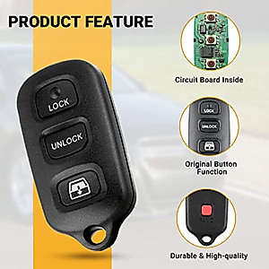 Keyless Entry Remote Control Car Key Fob Compatible with 1999 - 2009 Toyota 4Runner 2001-2007 Toyota Sequoia Key Replacement FCC ID HYQ12BBX HYQ12BAN (2 Pack)